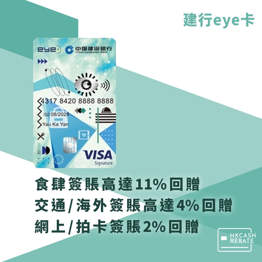 建行亞洲eye信用卡 - 食肆簽賬高達11%回贈！迎新、年費全攻略