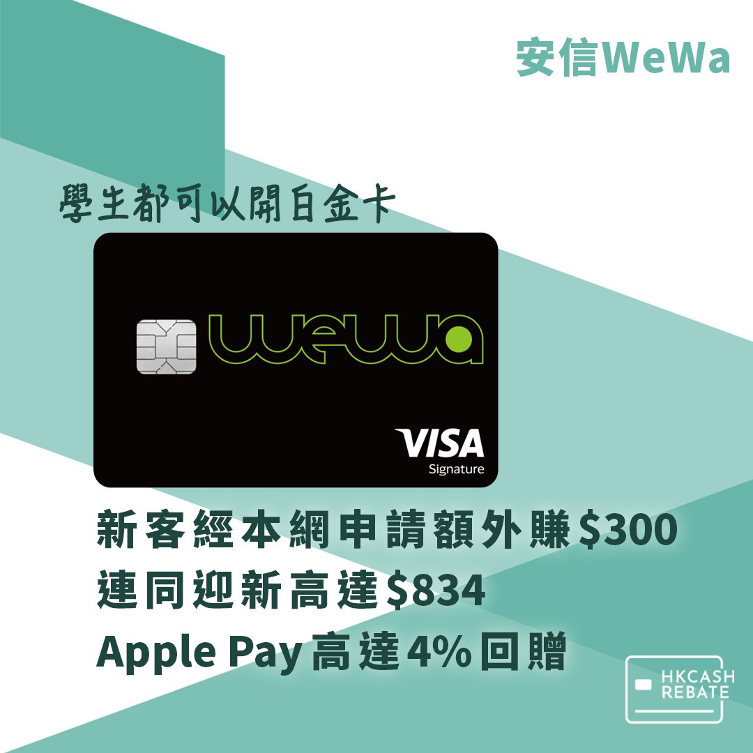 安信WeWa Card信用卡：手機支付高達4%回贈！迎新/上下限/年費全攻略